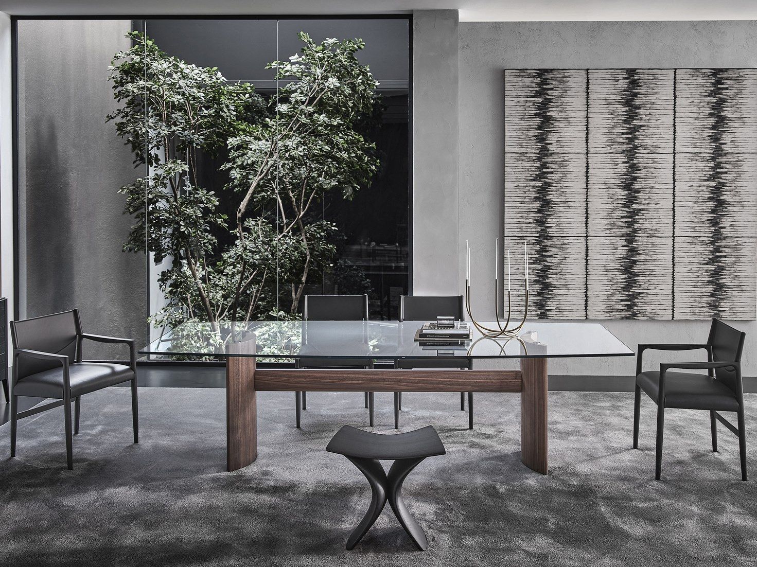 BEAM Rectangular wood and glass table By Porada | design Gabriele ...