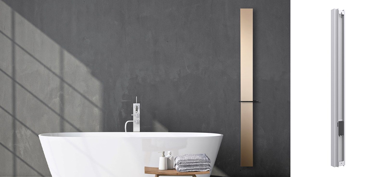 Electric vertical aluminium radiator BEAMS MONO-EL By VASCO