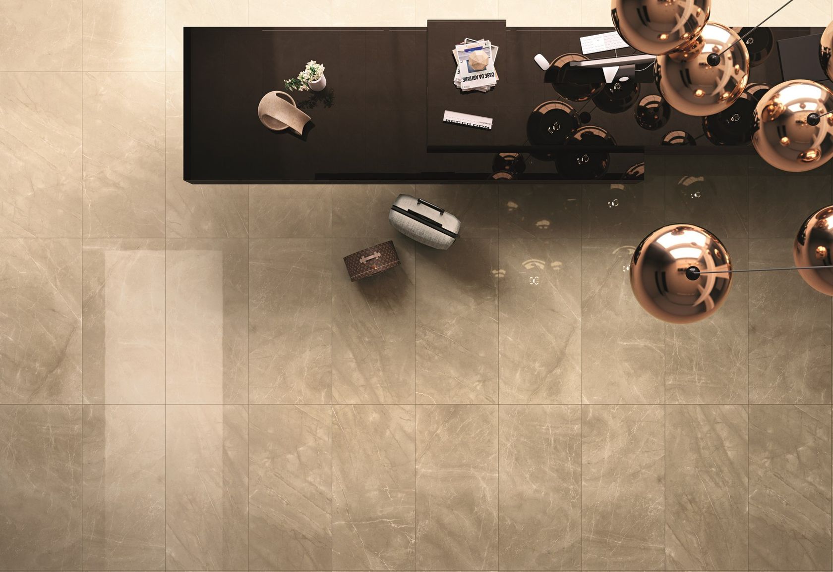 Pavimento/rivestimento in gres porcellanato effetto marmo per interni ed esterni BEIGE ...