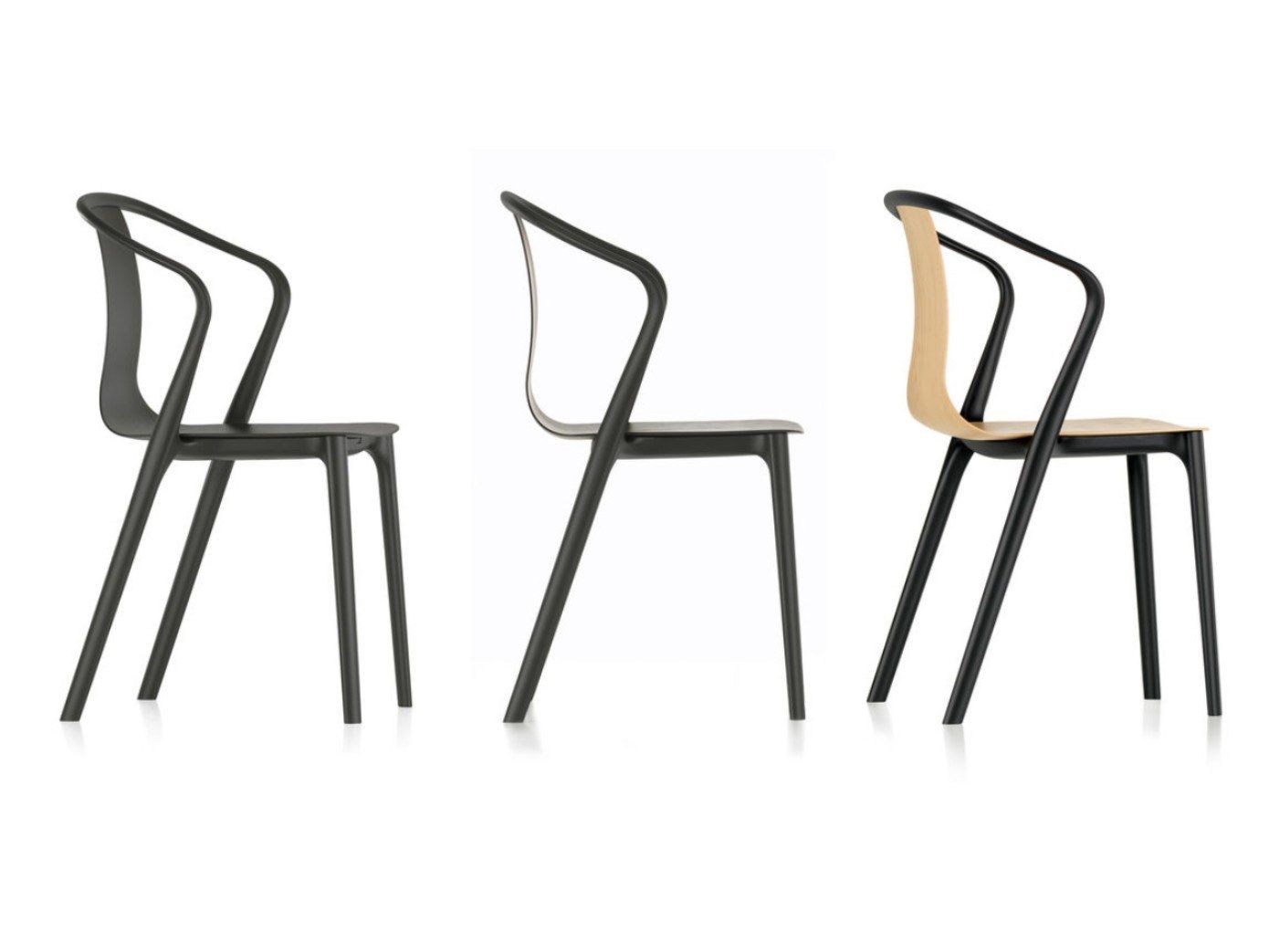 BELLEVILLE CHAIR Stackable wooden chair with armrests By Vitra | design ...