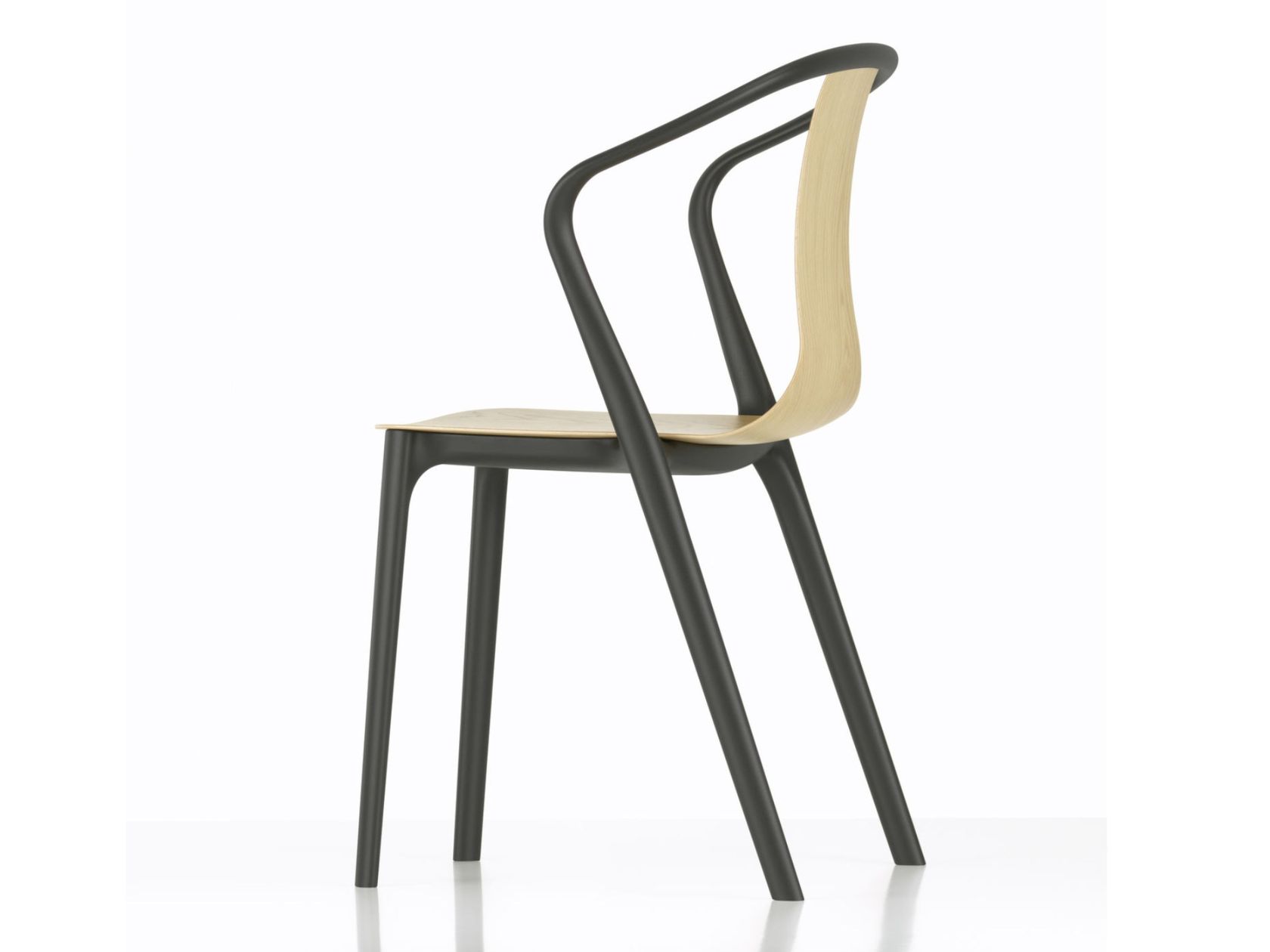 BELLEVILLE CHAIR Stackable wooden chair with armrests By Vitra | design ...