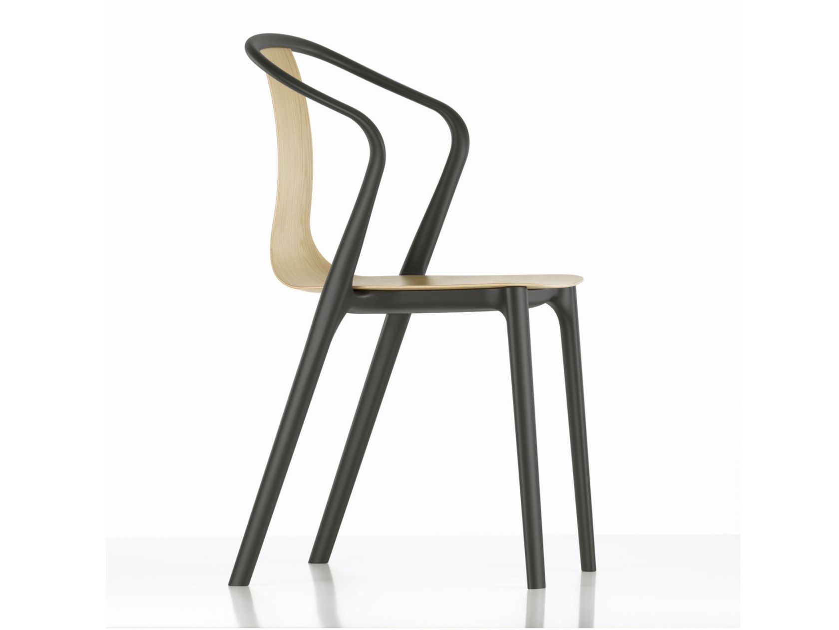 BELLEVILLE CHAIR Stackable wooden chair with armrests By Vitra | design ...