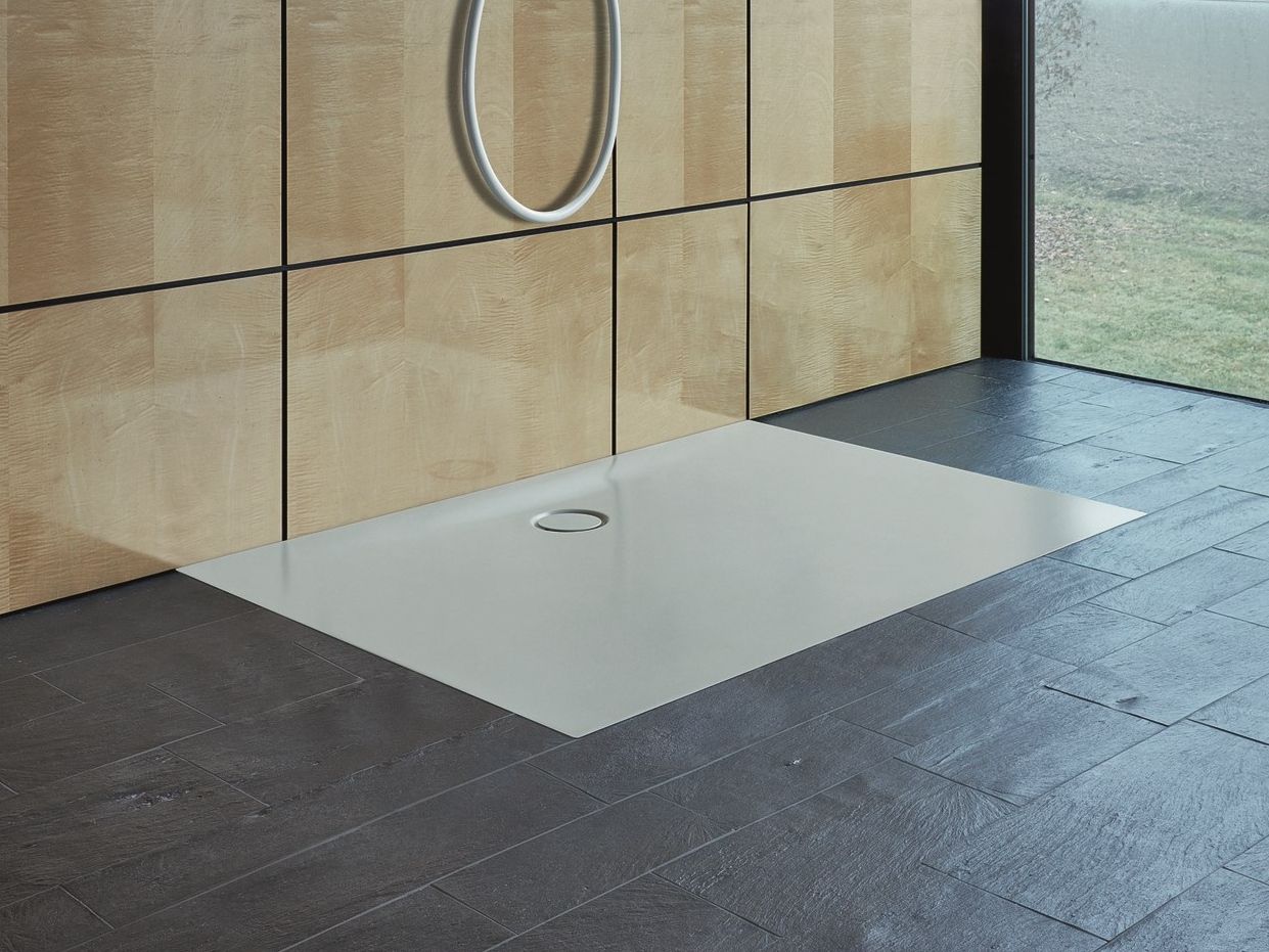BETTEFLOOR SIDE Flush fitting rectangular enamelled steel shower tray ...