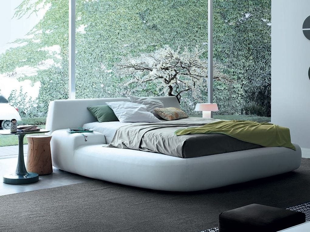 Letto imbottito matrimoniale sfoderabile in tessuto BIG BED By poliform ...