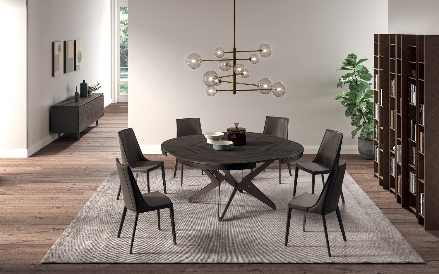 BIG ROUND Extending round steel and wood table By Ozzio Italia | design ...