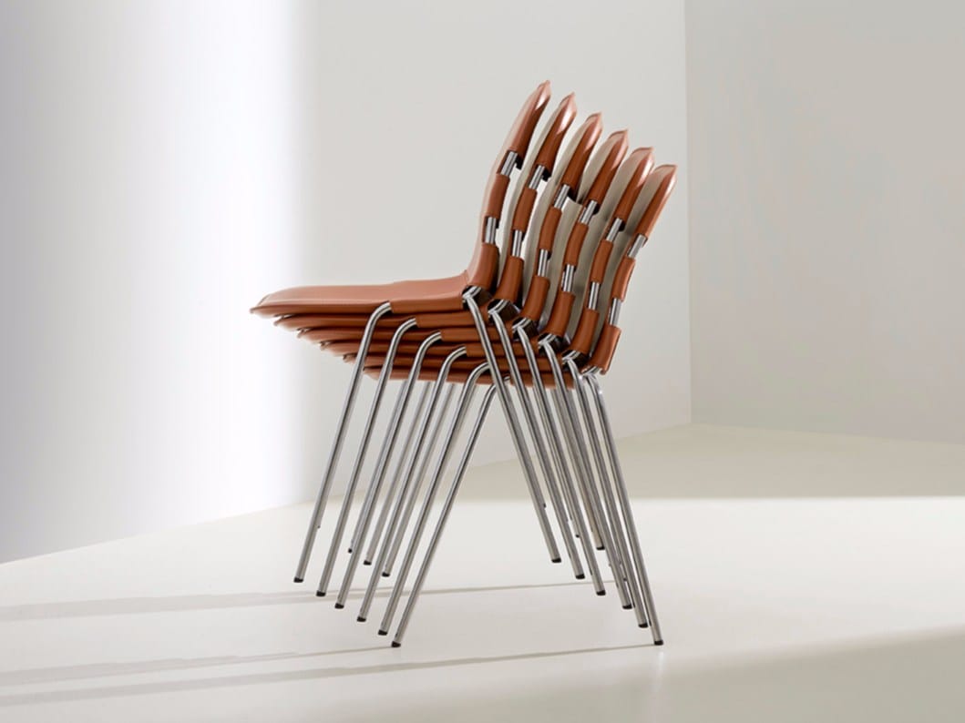 Stackable leather chair BIKE By Offecct design Monica Förster