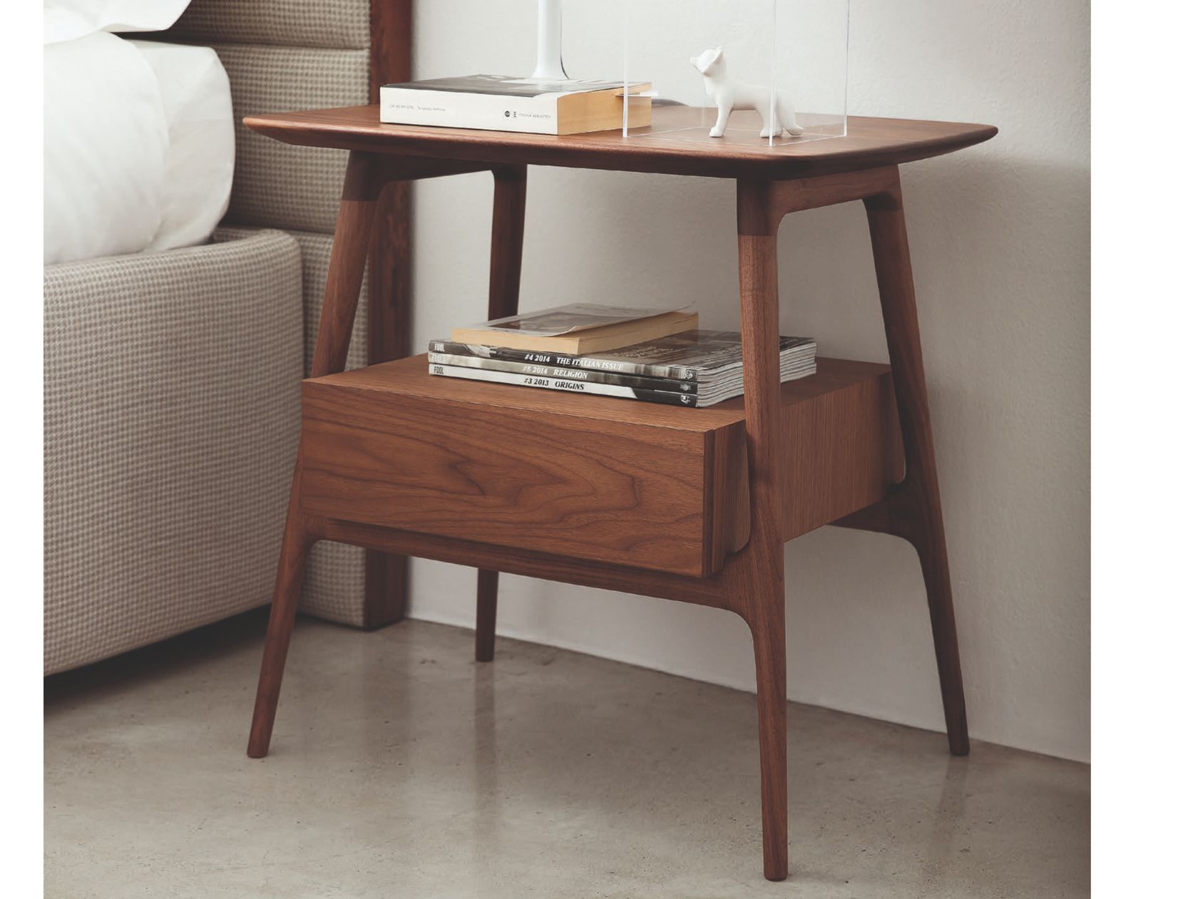 Rectangular walnut bedside table BILOT By Porada design Marconato ...