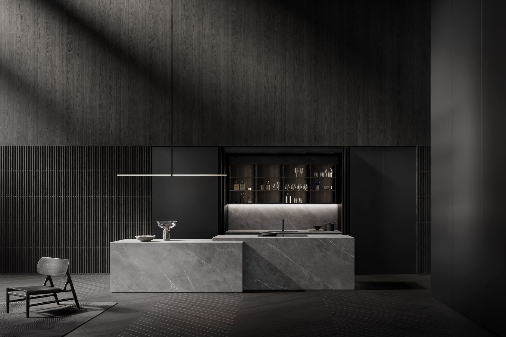 BLADE LAB Graphite marble kitchen with two islands By MODULNOVA ...