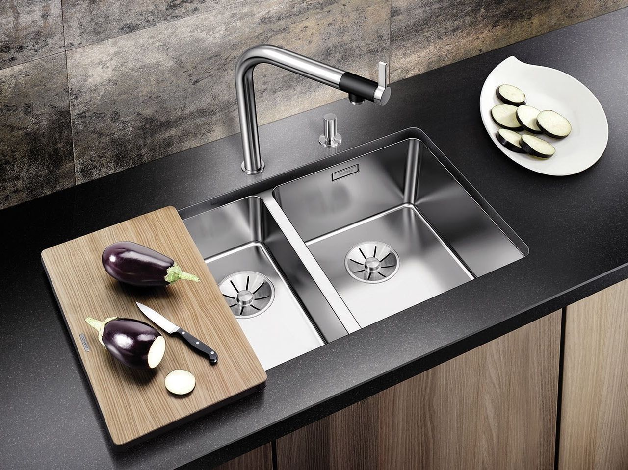 Pia de cozinha embutida undermount de aço inox estilo moderno de 1 1/2 ...