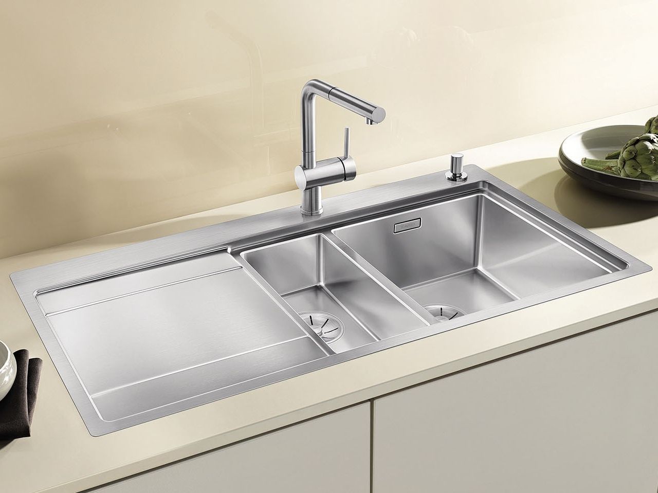 1 1/2 bowl built-in stainless steel sink with drainer BLANCO DIVON II 6 ...