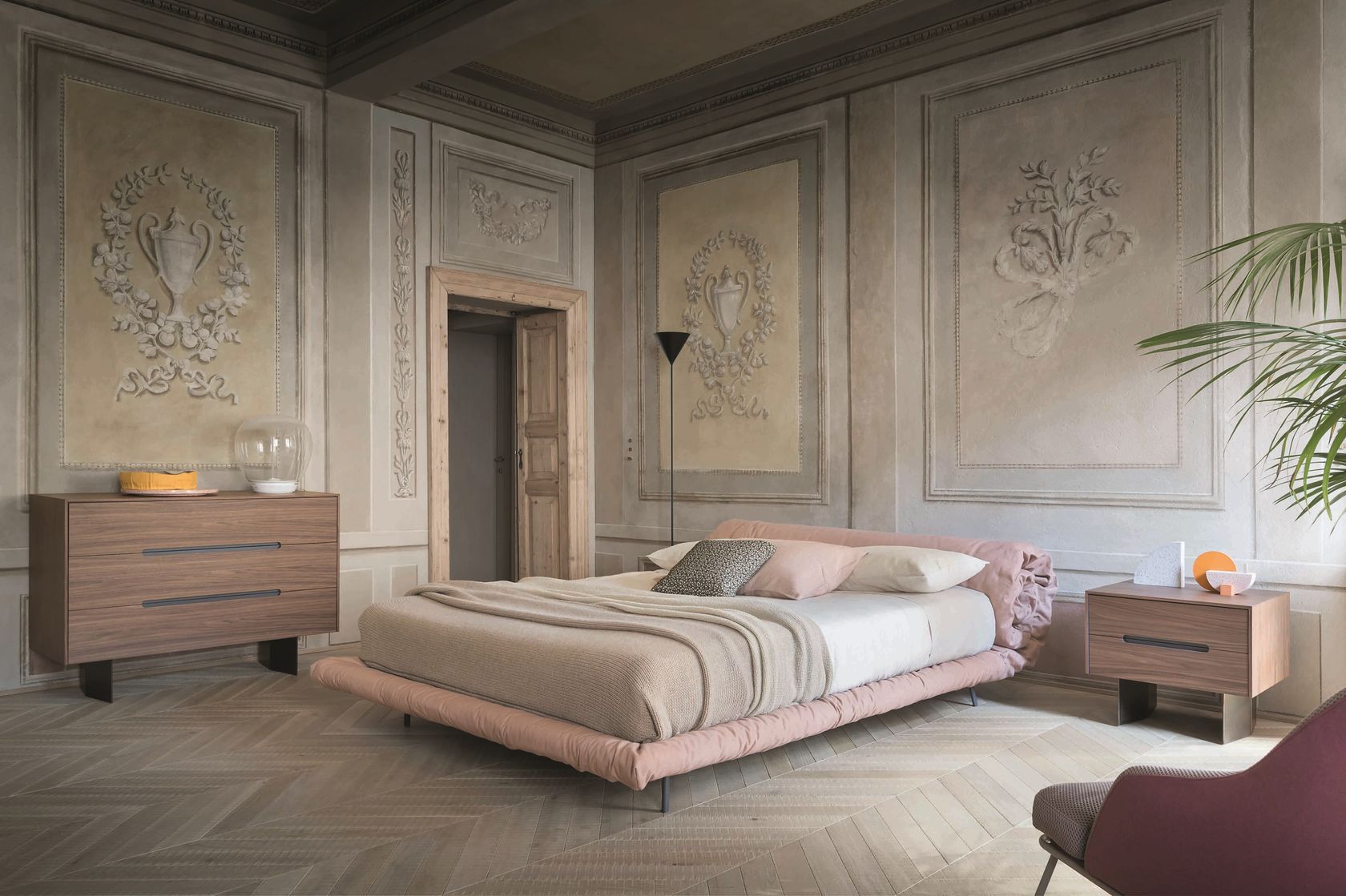 Upholstered fabric double bed with removable cover BLANKET By Bonaldo ...