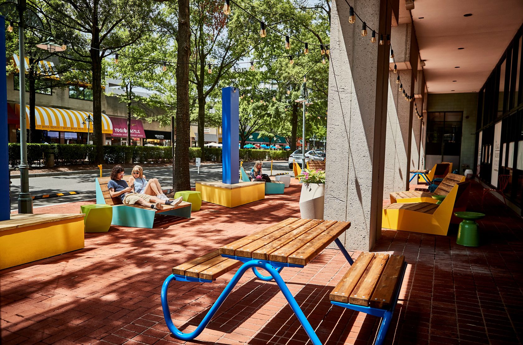 BLOC SUN BENCH | Outdoor chair Steel and wood outdoor chair By VESTRE