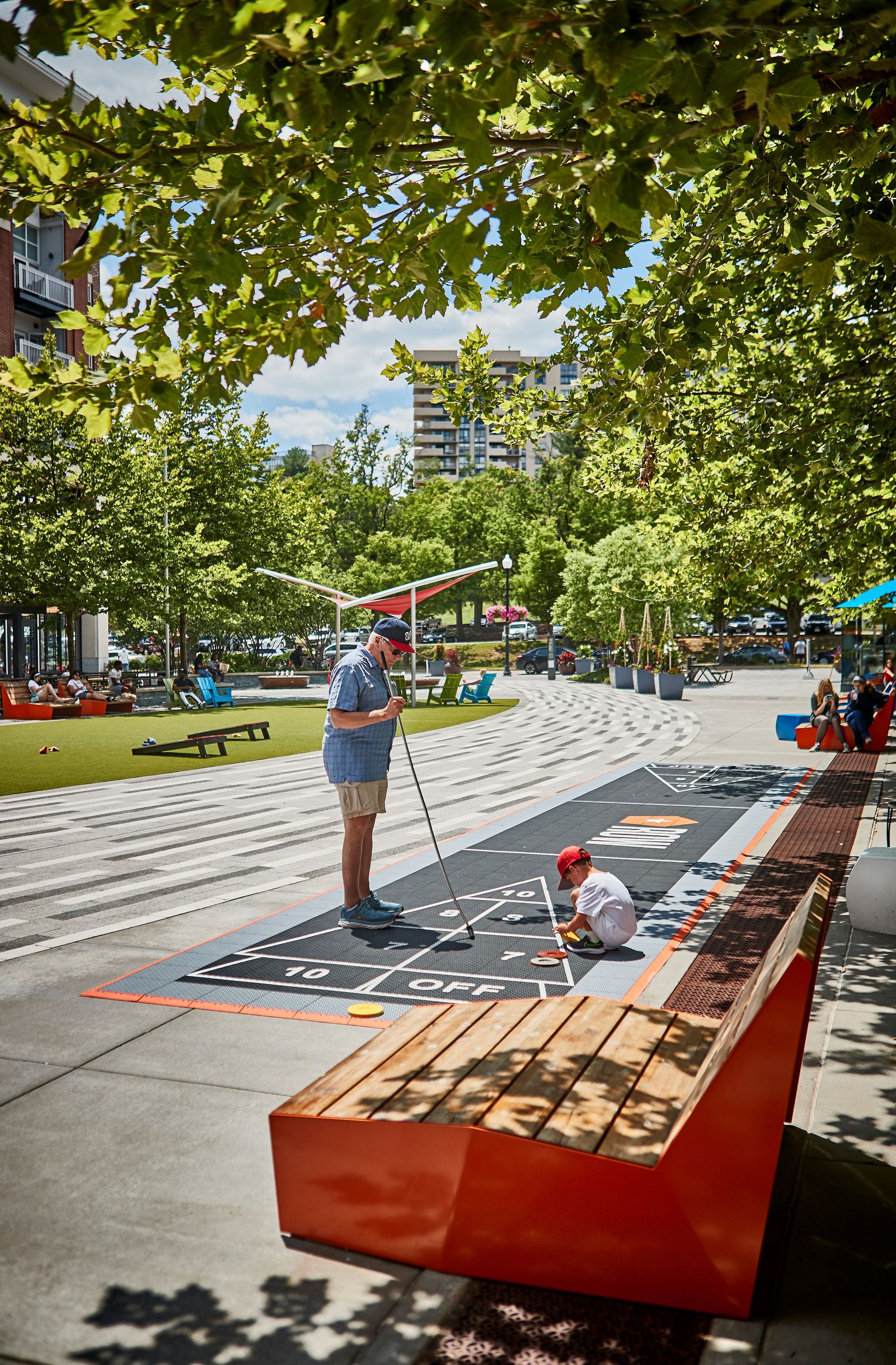 BLOC SUN BENCH | Outdoor chair Steel and wood outdoor chair By VESTRE