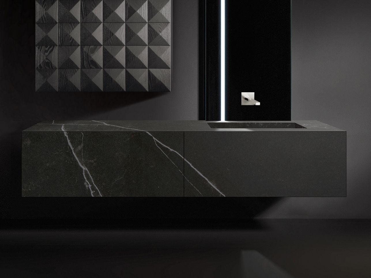 Wall-mounted Dekton® vanity unit with drawers BLOCK VANITY By BT45