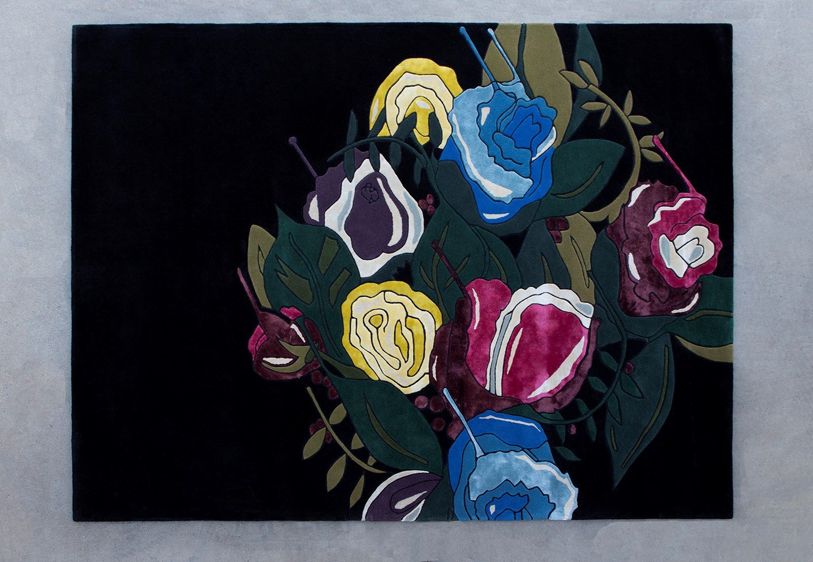 Handmade Bamboo silk and wool rug with floral pattern BLOOM By NOW Carpets