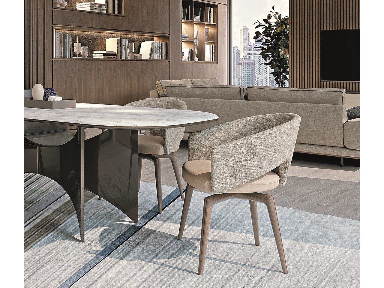 BLUES Fabric chair with armrests By Turri | design Giuseppe Viganò