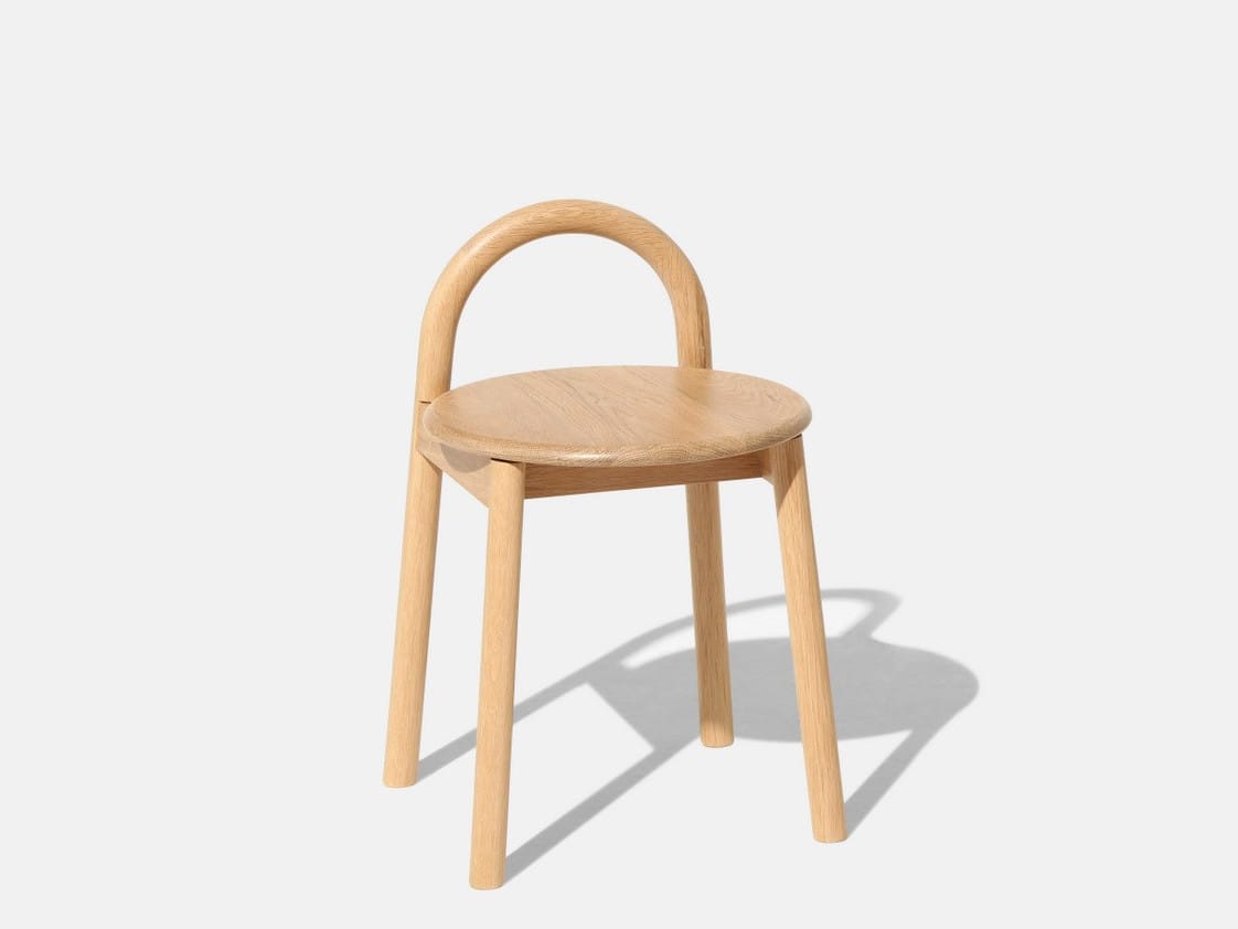 BOBBY Low wooden stool with back By DesignByThem | design Daniel Tucker