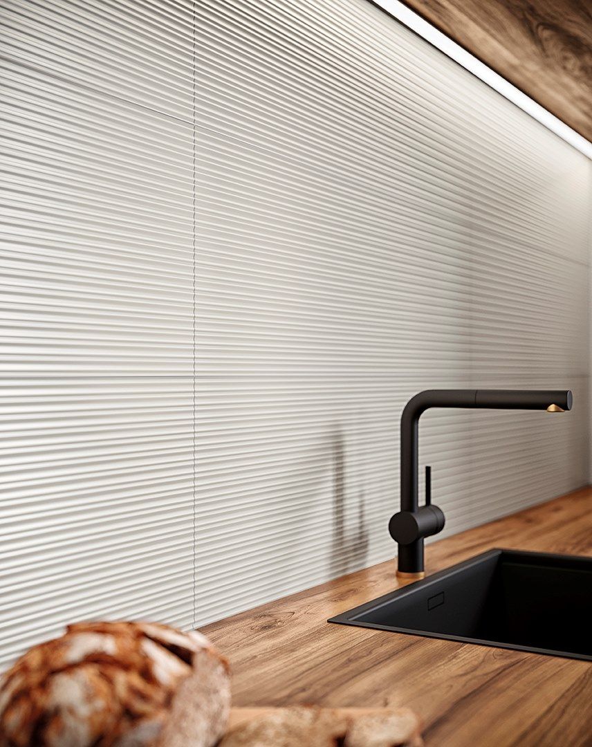 Glass ceramic 3D Wall Cladding BOLD Living Collection By Revigrés
