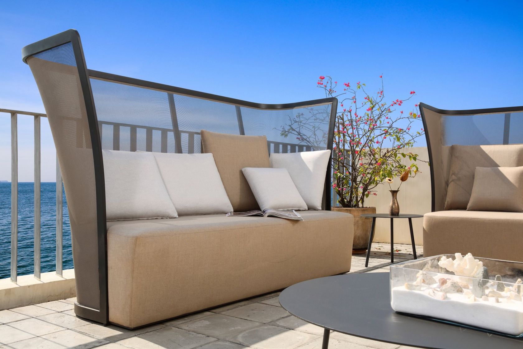 BOLERO 91227E 3 seater high-back fabric garden sofa By IVINI