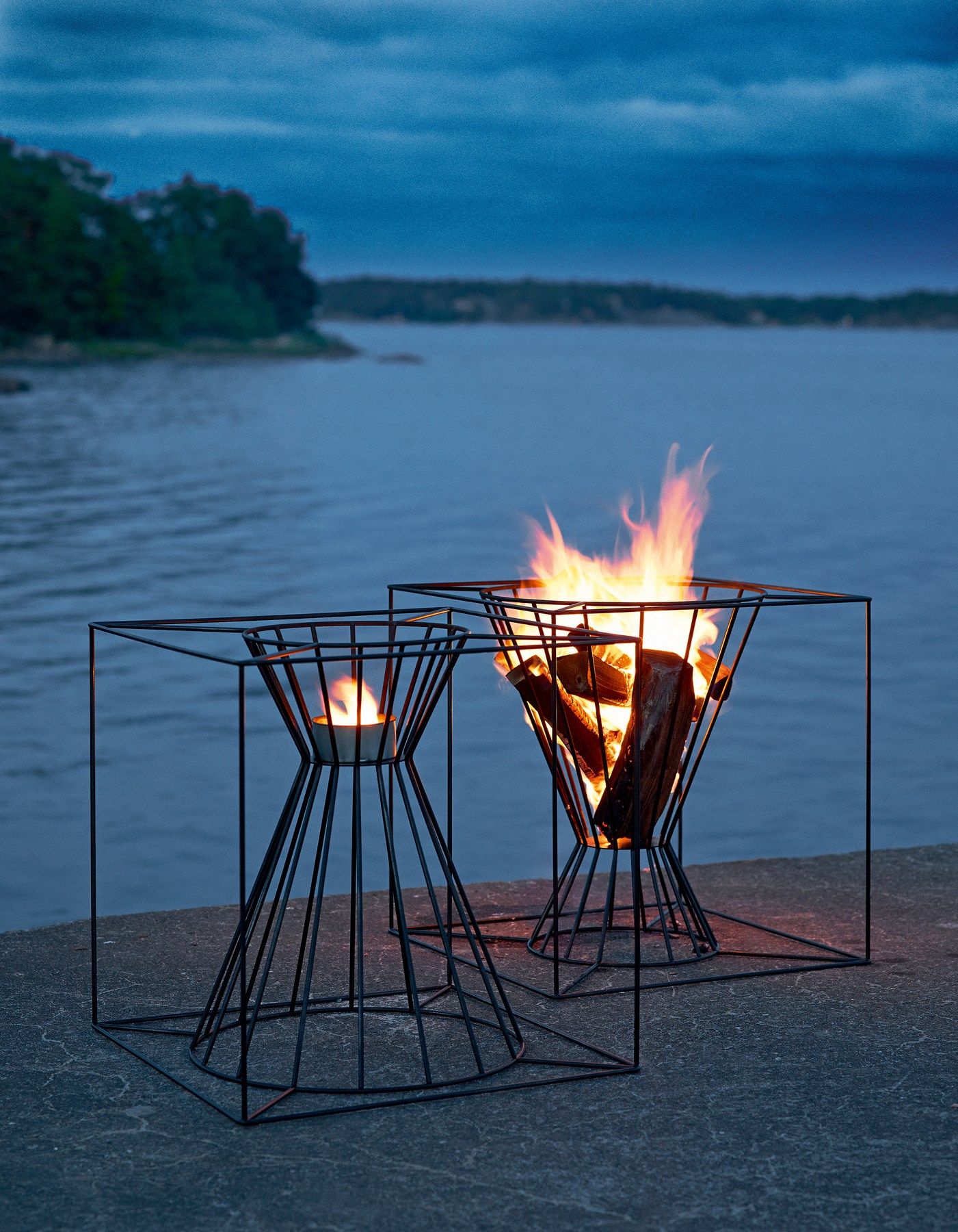 Steel fire baskets BOO | Open outdoor fireplace By Skargaarden design ...