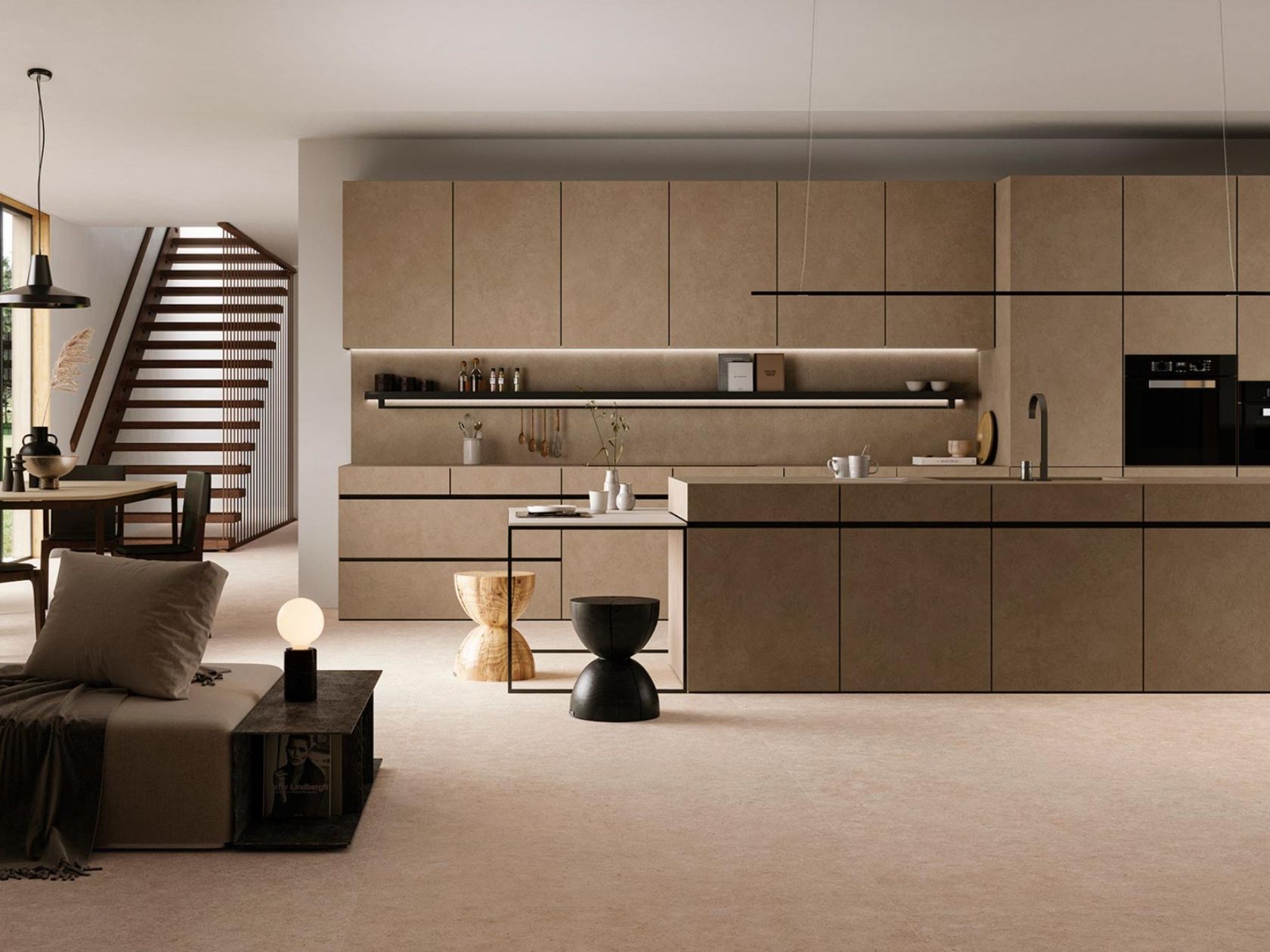 Porcelain stoneware wall tiles with concrete effect BOOST NATURAL ECRU ...