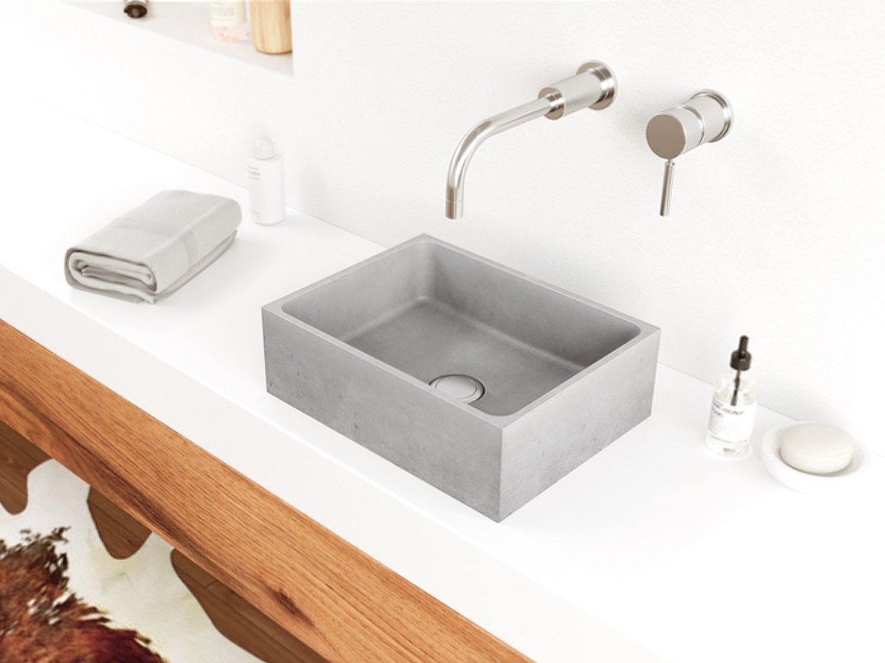 Countertop rectangular concrete handrinse basin BOX MINI By Gravelli ...