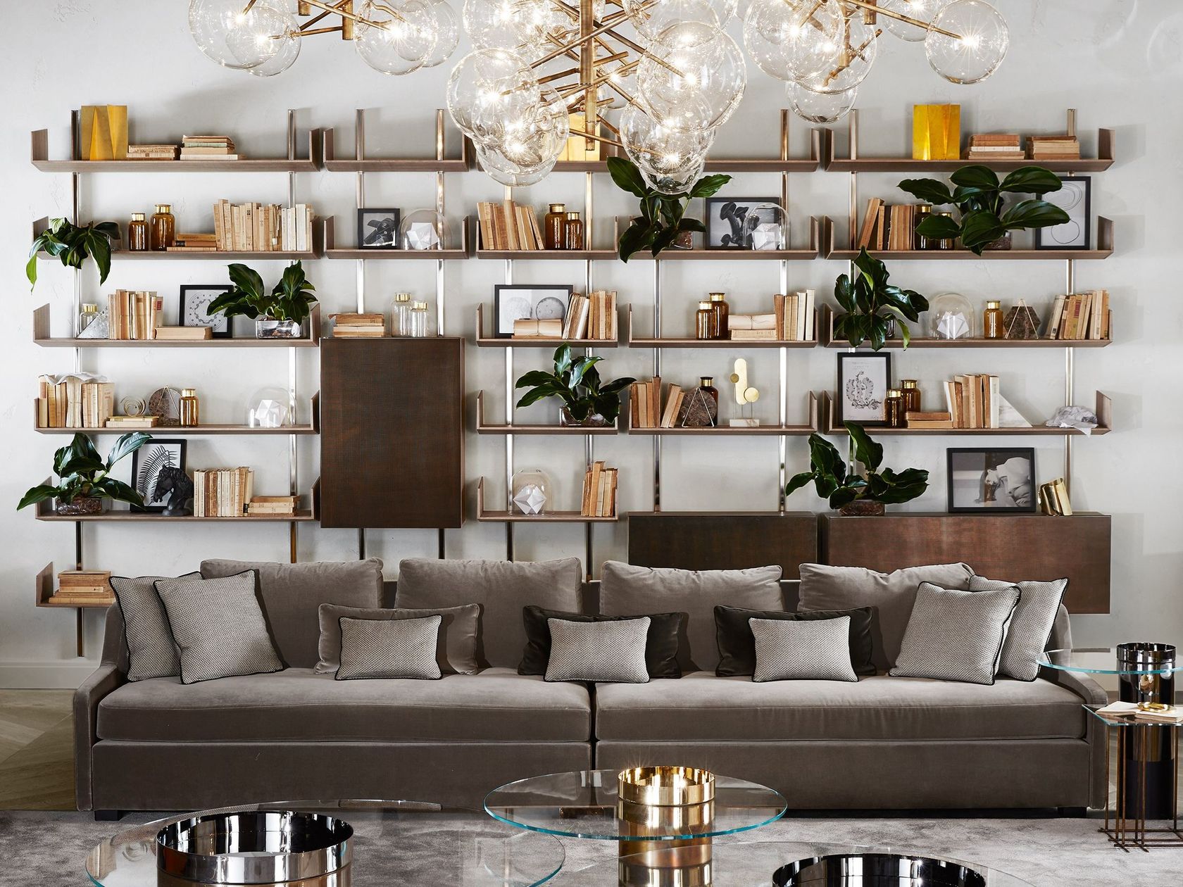 BRERA Wall-mounted modular wooden bookcase By Gallotti&Radice