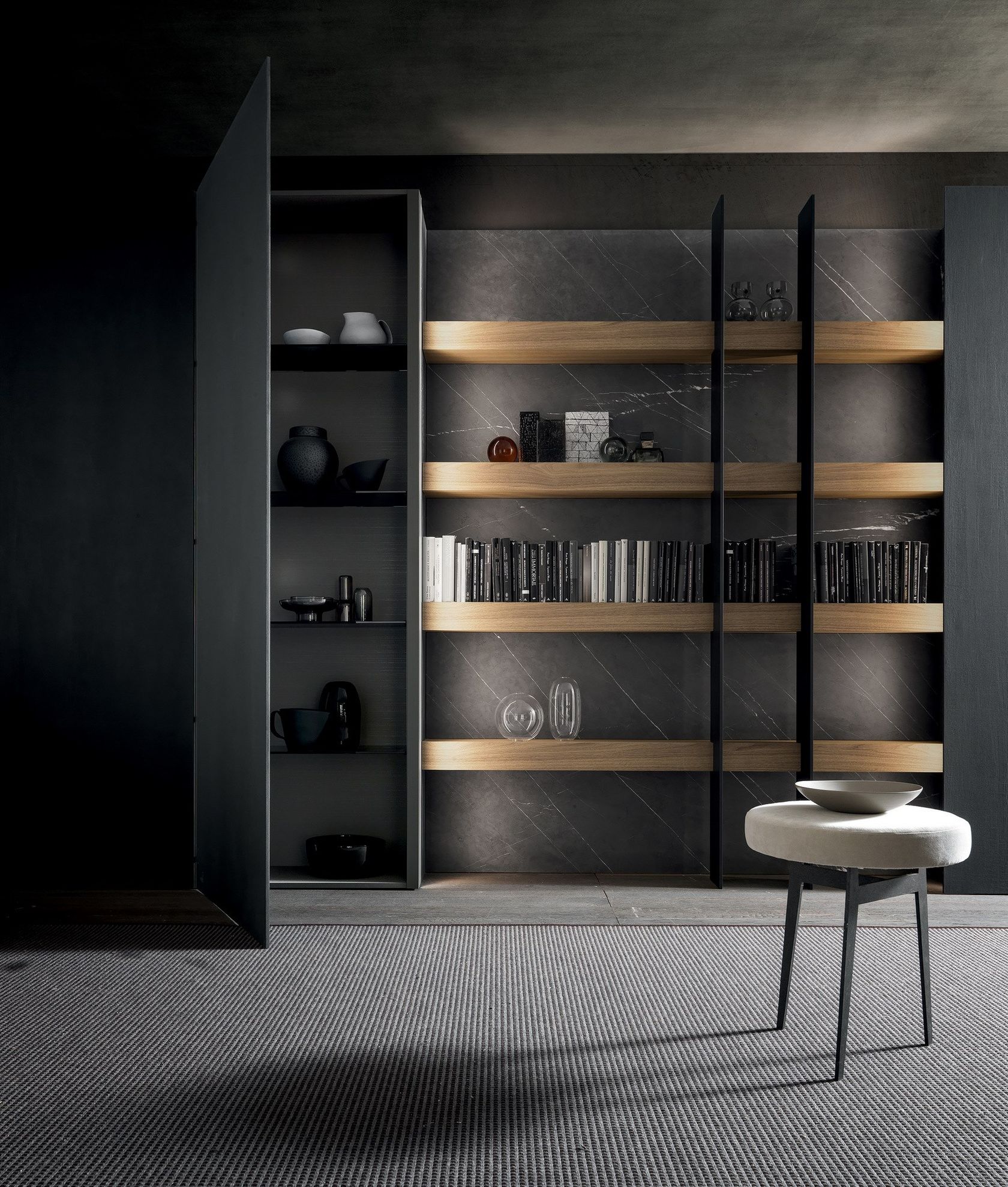 BLADE Libreria in legno con illuminazione By MODULNOVA | design Carlo Presotto, Andrea Bassanello