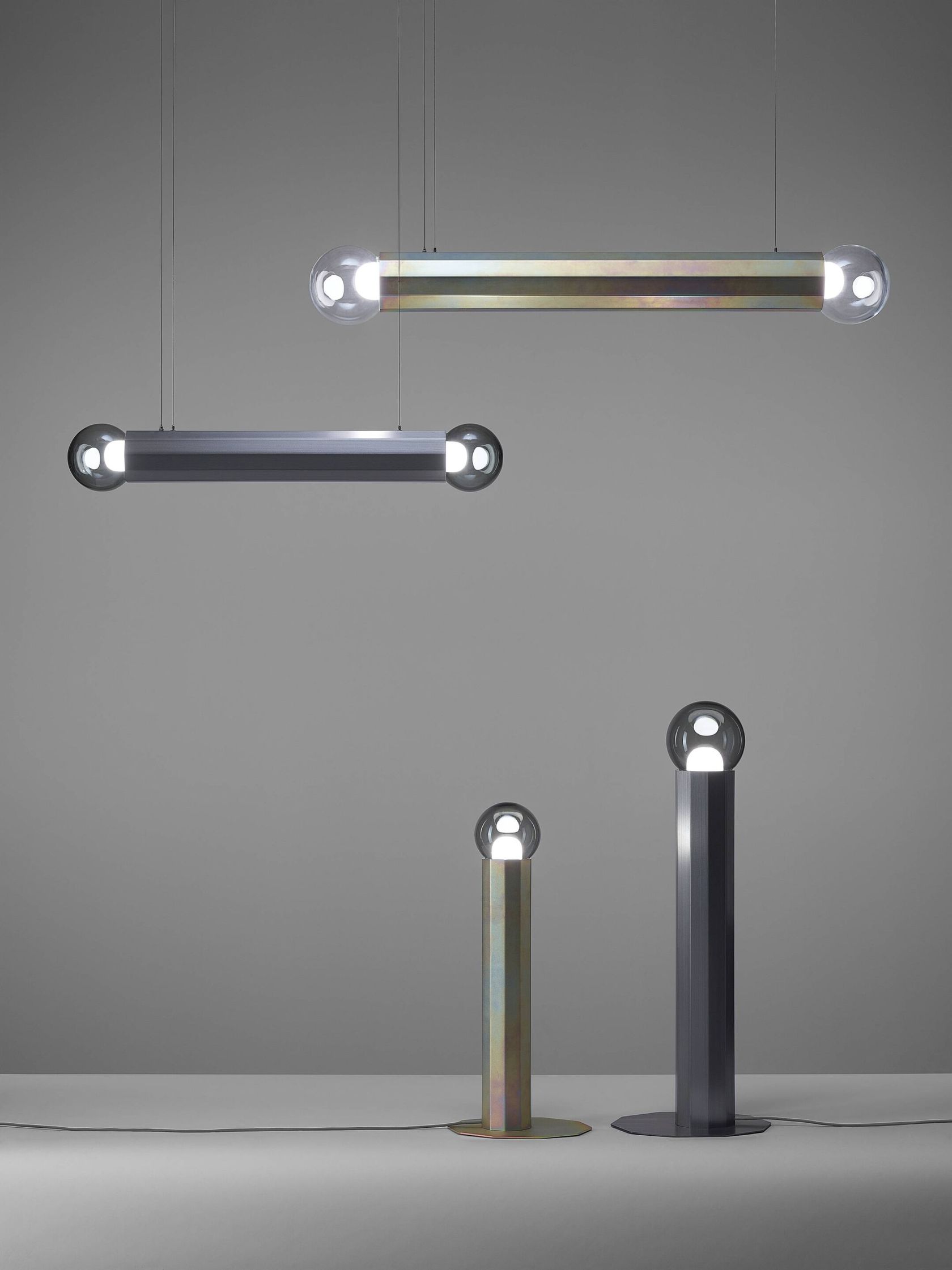 PRISMA DOUBLE | Pendant lamp LED blown glass and metal pendant lamp By ...