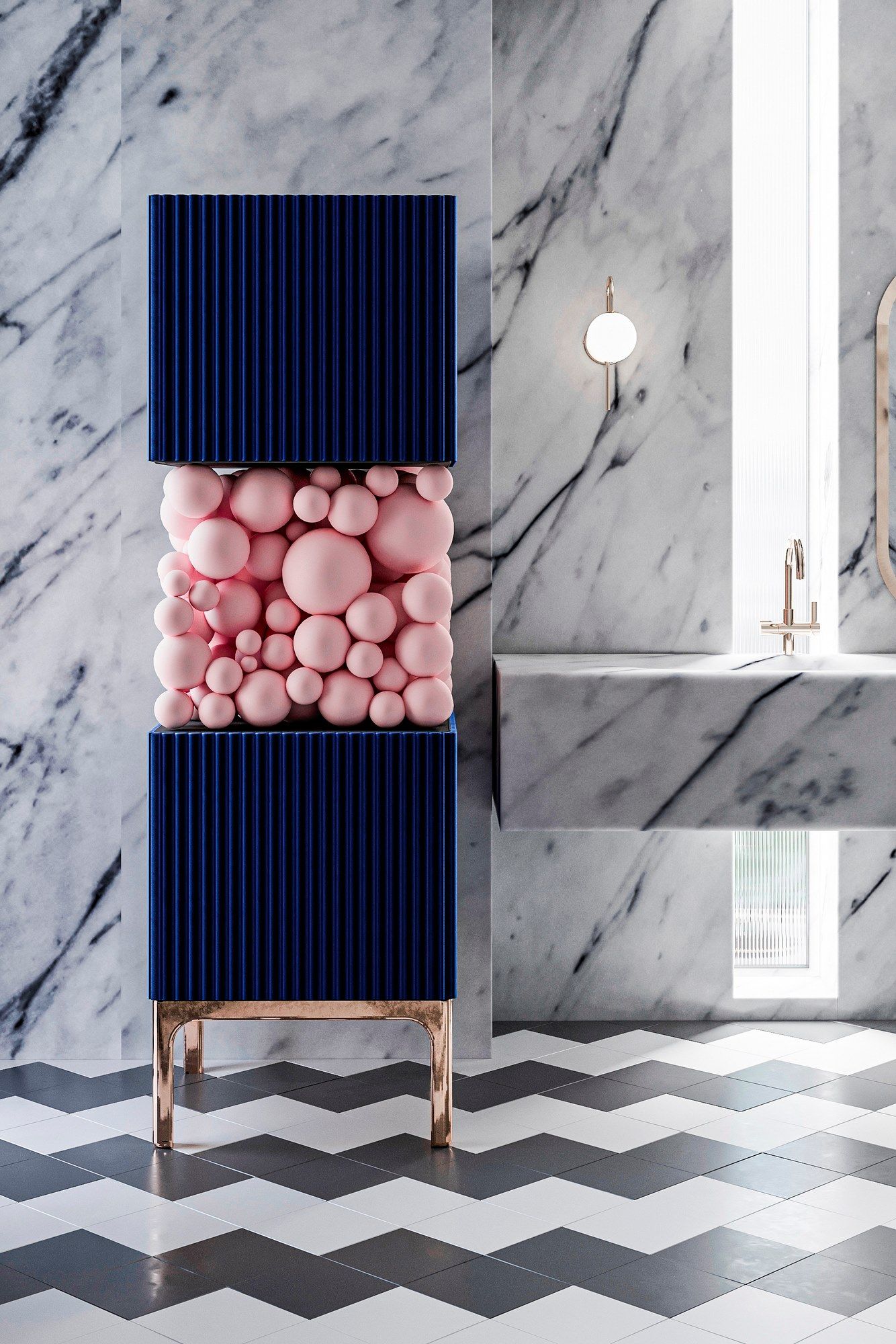 BUBBLES Wood and glass highboard with doors By Panoptikum Collections ...