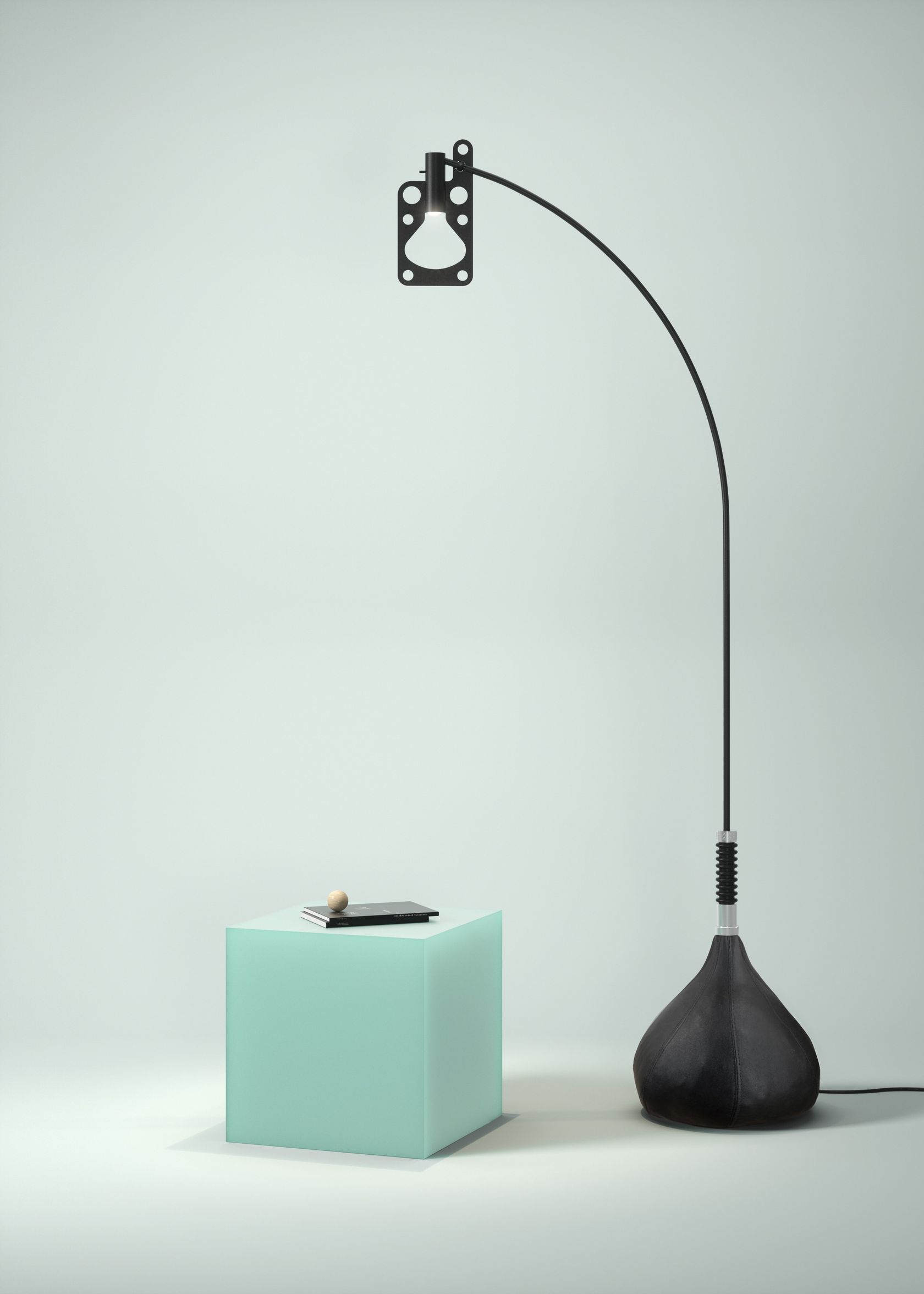 BUL-BO Aluminium floor lamp with false leather base By AXOLIGHT ...
