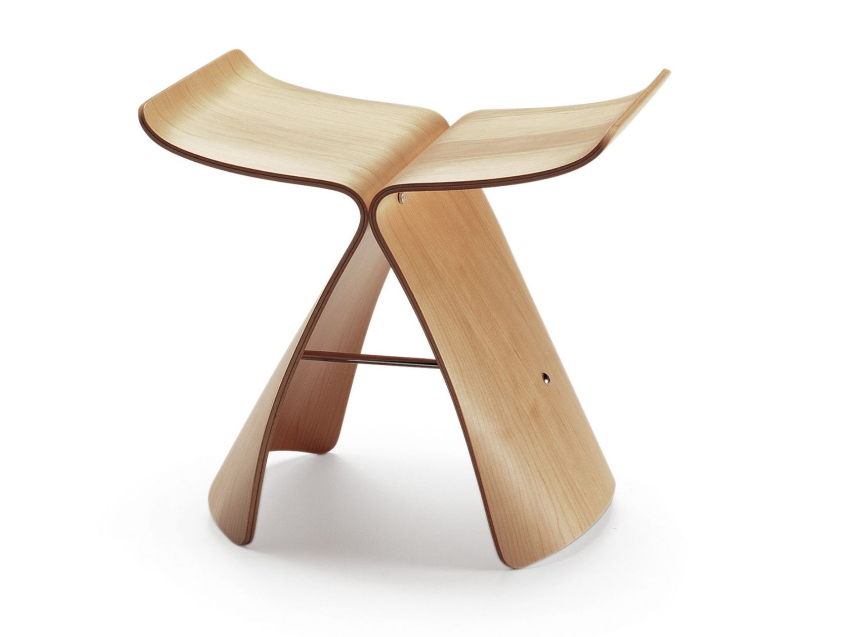 BUTTERFLY STOOL Low multi-layer wood stool By Vitra | design Sori Yanagi