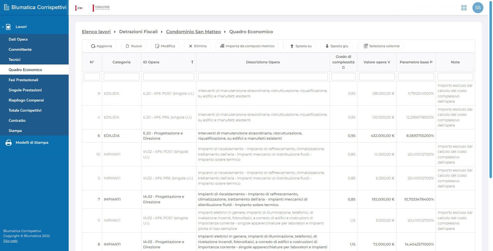 Blumatica Corrispettivi Bonus Fiscali Parcella professionale e tariffa ...