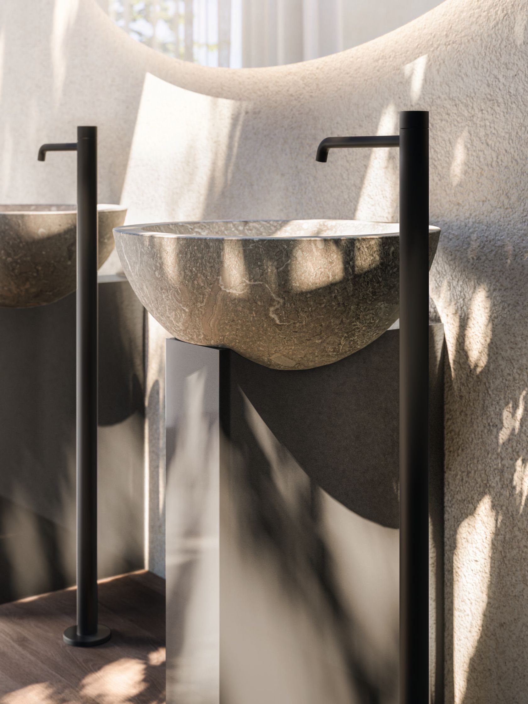 RUBICONE Freestanding stone washbasin By Boffi | design Claudio Silvestrin