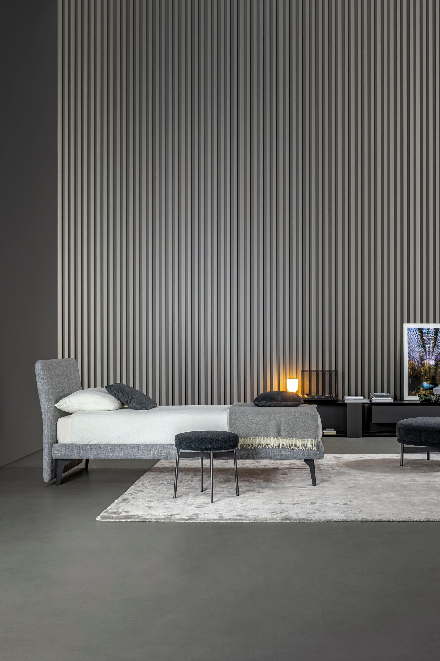TONIGHT Fabric storage bed with upholstered headboard By Bonaldo