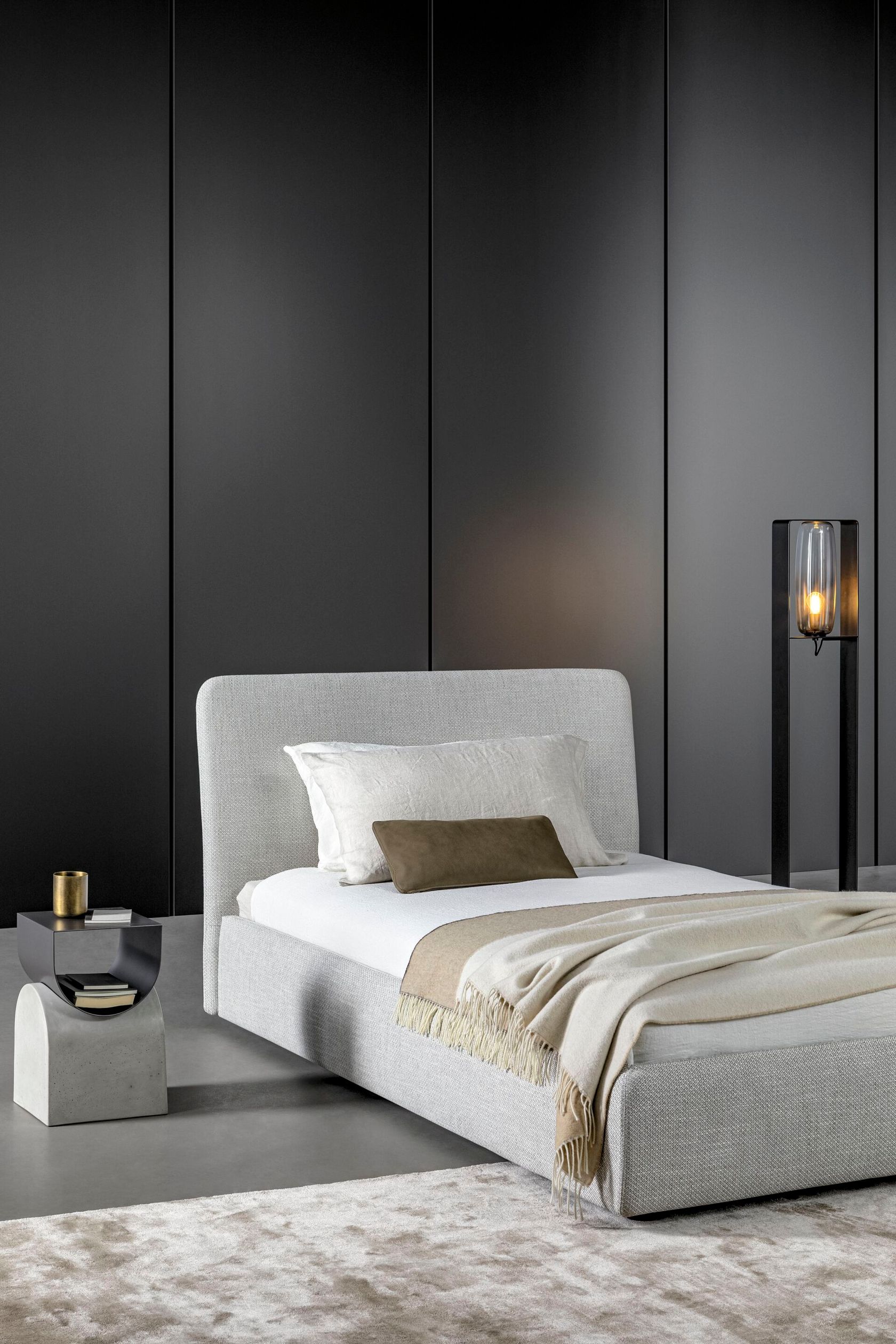 TONIGHT Fabric storage bed with upholstered headboard By Bonaldo