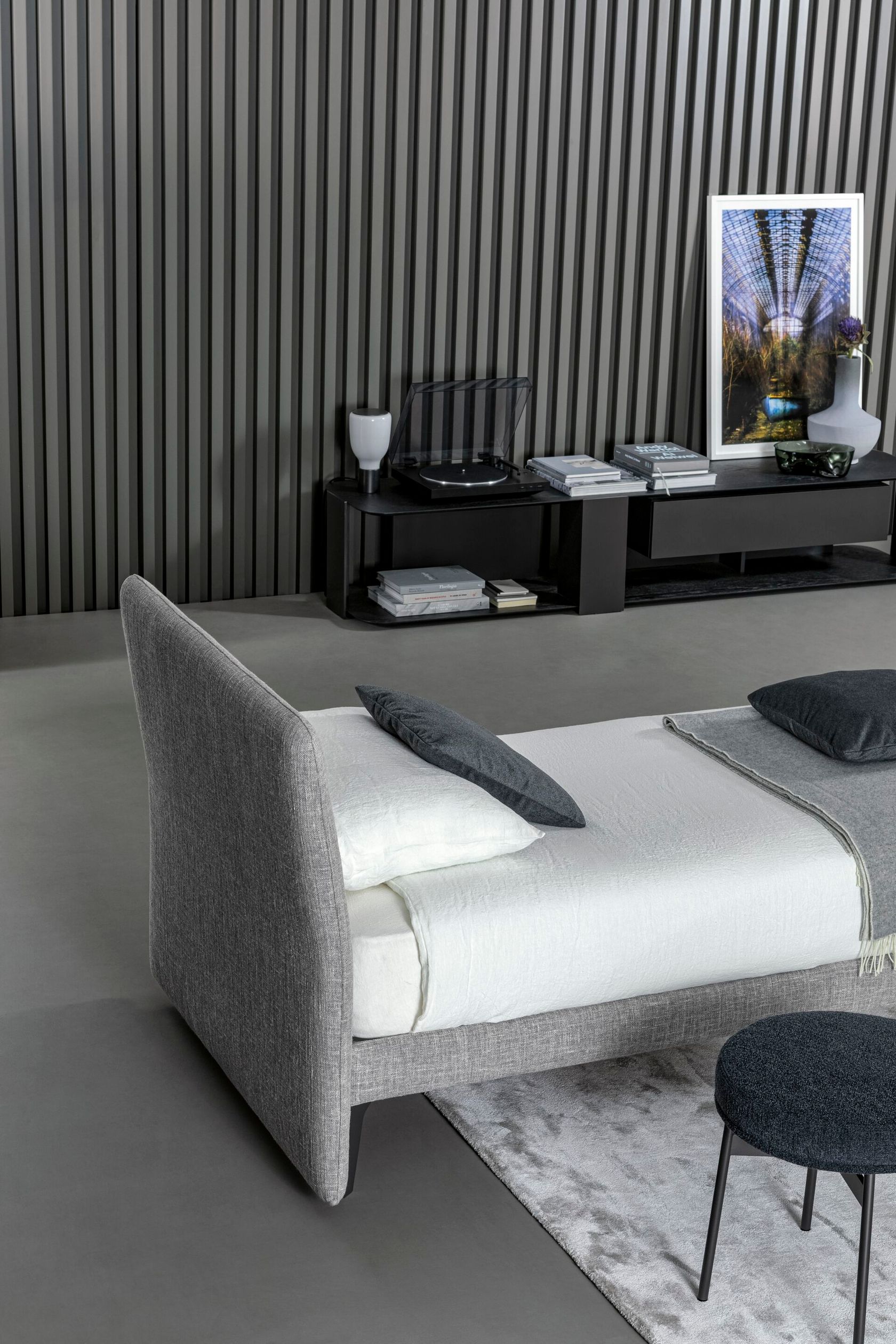 TONIGHT Fabric storage bed with upholstered headboard By Bonaldo