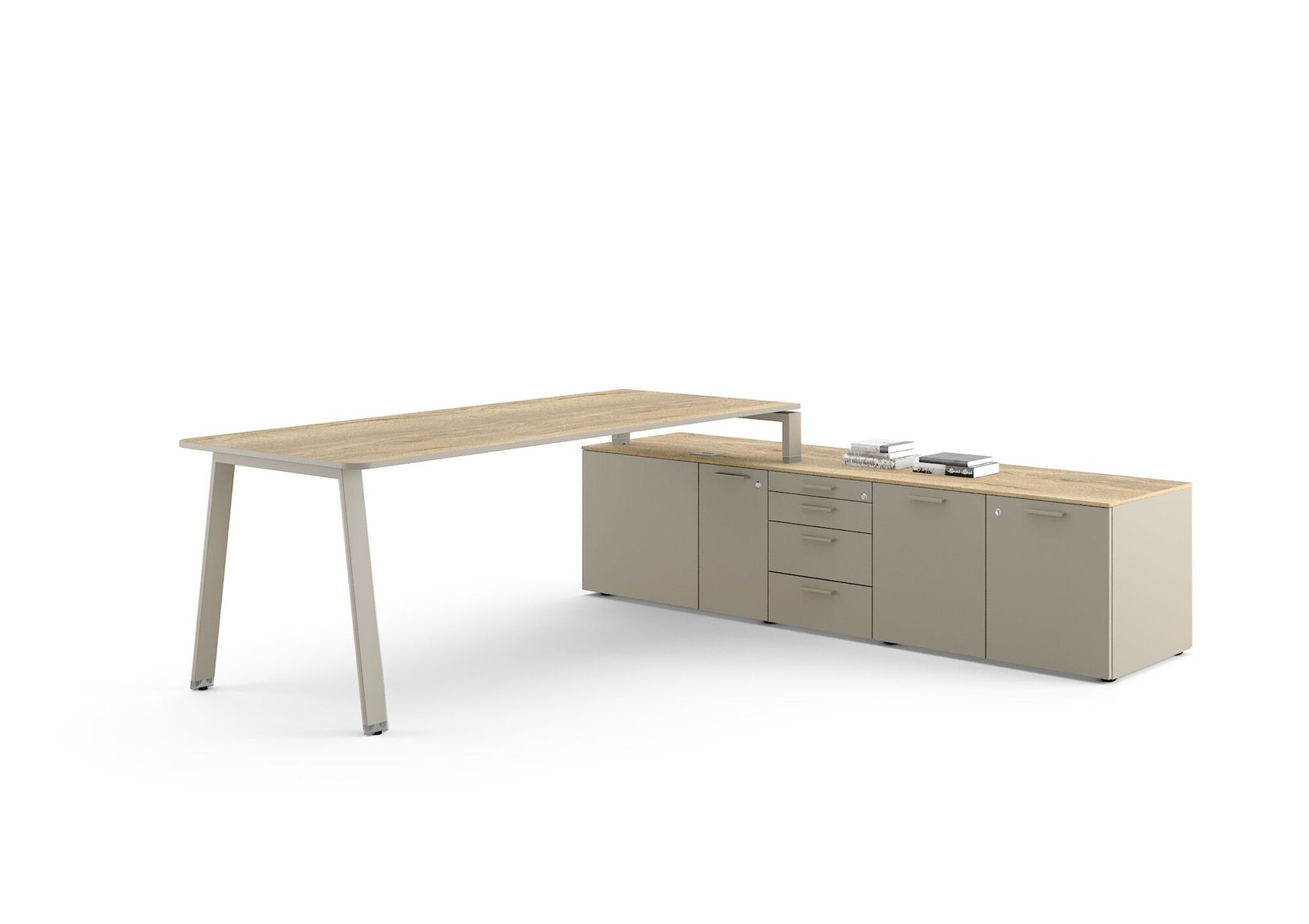 TAKE-OFF EVO / COUNTRY Workstation desk with shelves By Bralco