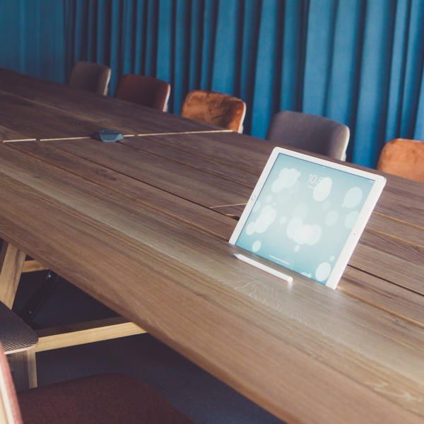 BuzziPicNic Meet Wooden office desk with cable management By BuzziSpace ...