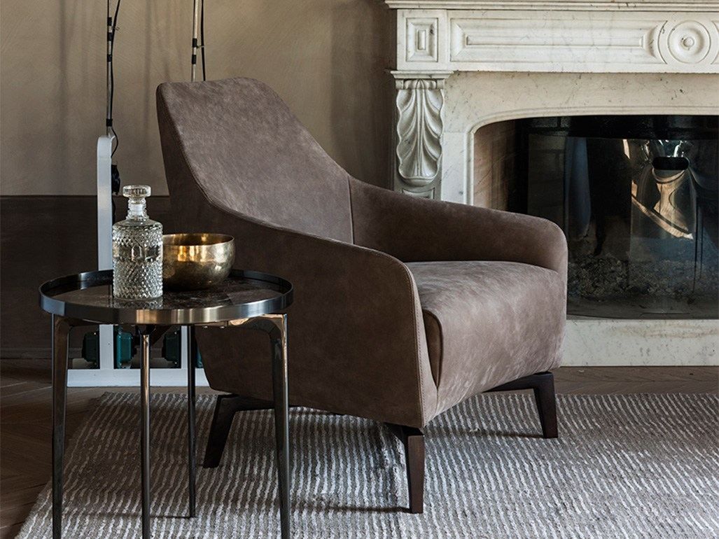 Upholstered leather easy chair with armrests CÉLINE By ALIVAR design ...
