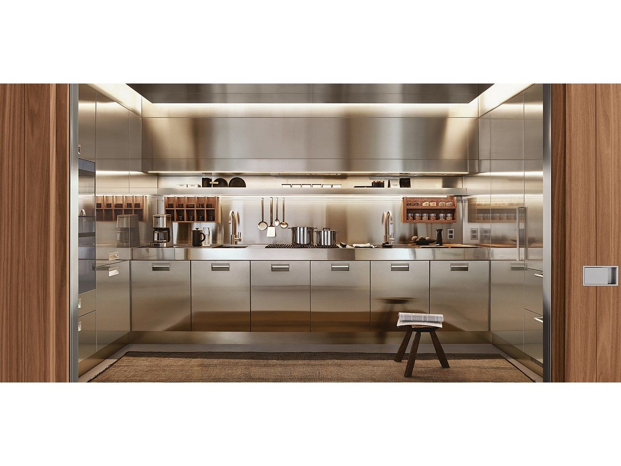 ITALIA + MODUS SYSTEM Stainless steel and wood kitchen with island By Arclinea | design Antonio ...