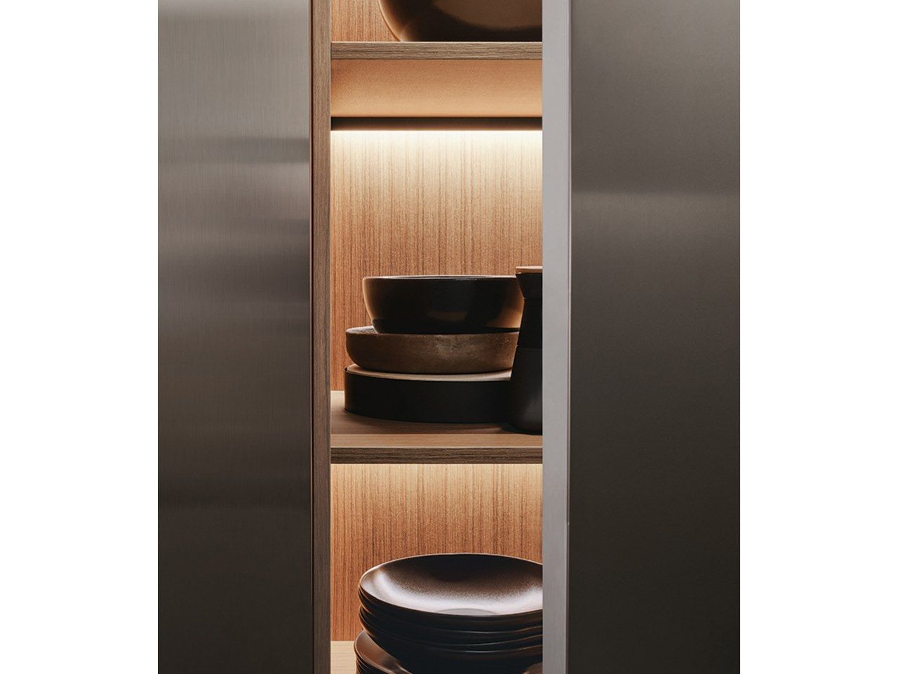 ITALIA + MODUS SYSTEM Stainless steel and wood kitchen with island By ...