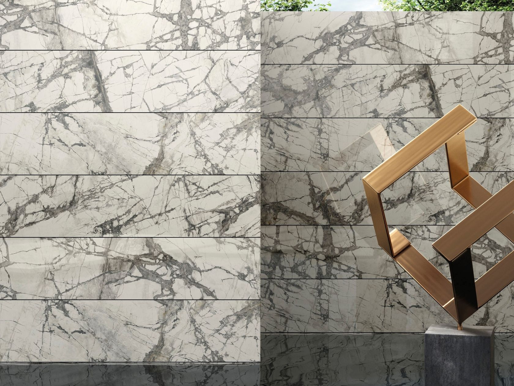 Porcelain stoneware wall/floor tiles with marble effect CALACATTA GREY ...