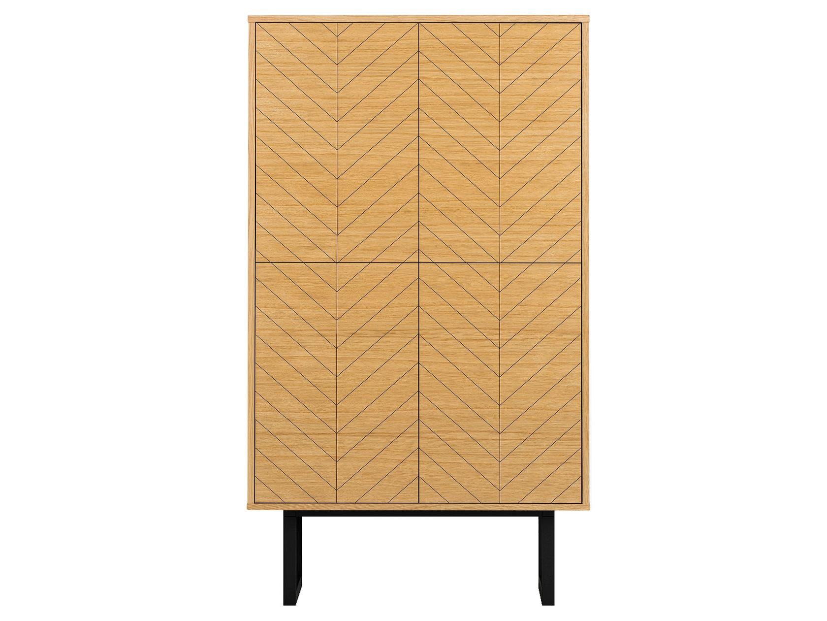 CAMDEN HERRINGBONE | Highboard Wood veneer highboard with doors By Woodman