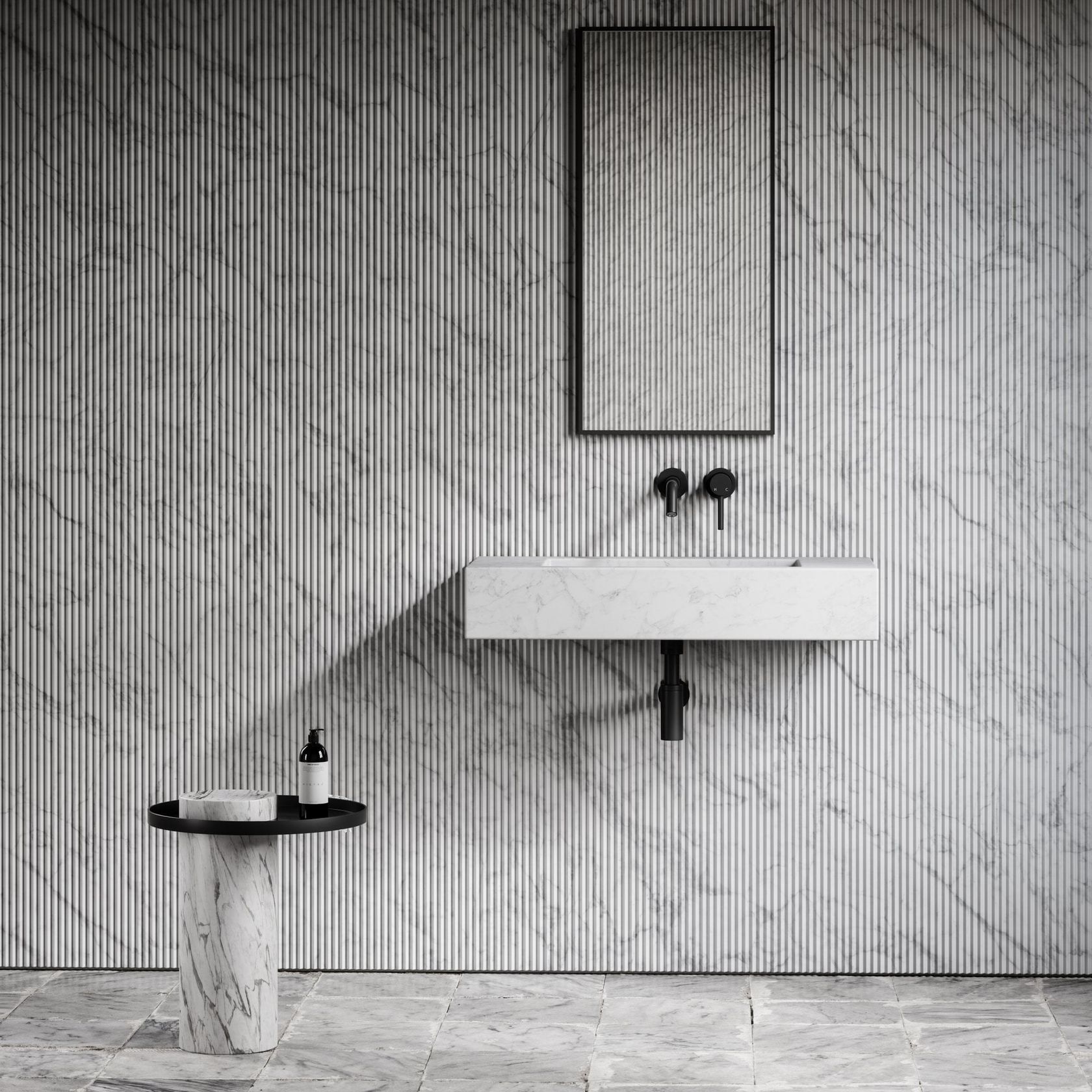 CAPRI | Carrara marble washbasin Rectangular wall-mounted Carrara ...