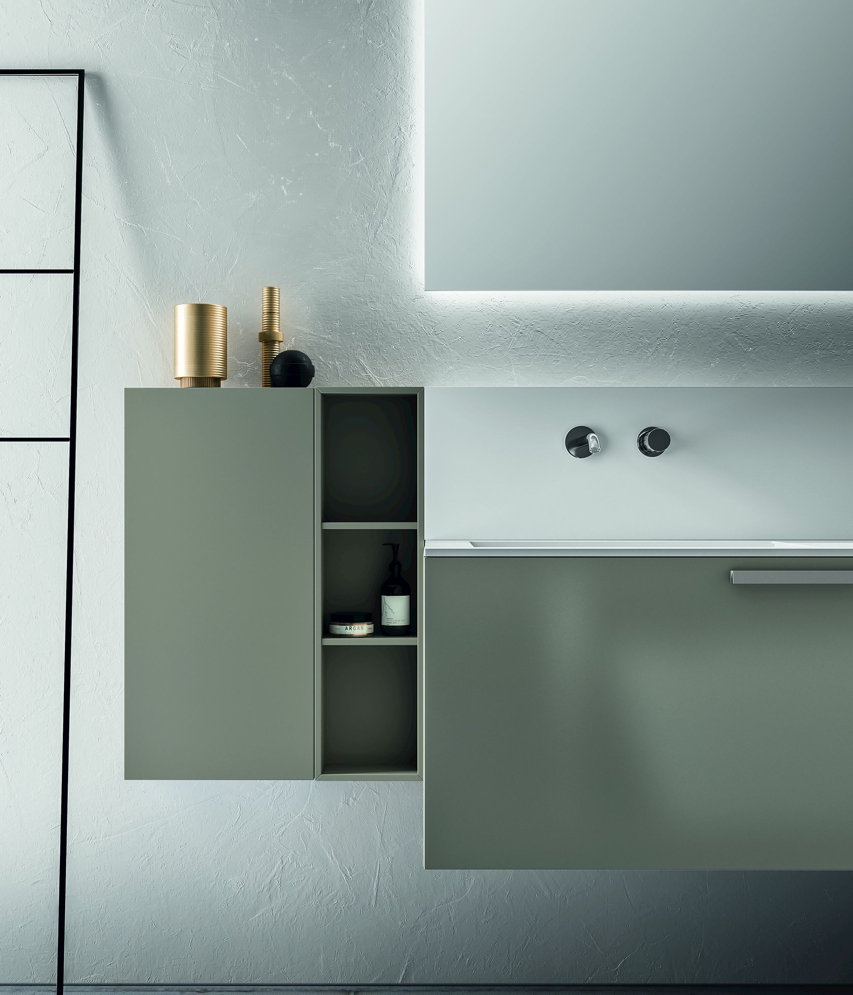 CARTABIANCA Single wall-mounted vanity unit with mirror By Cerasa