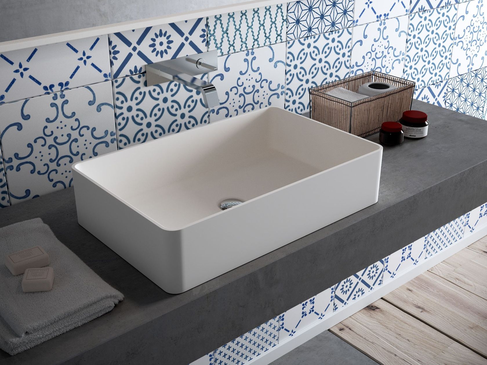 Countertop rectangular HI-MACS® washbasin CB540R By HI-MACS