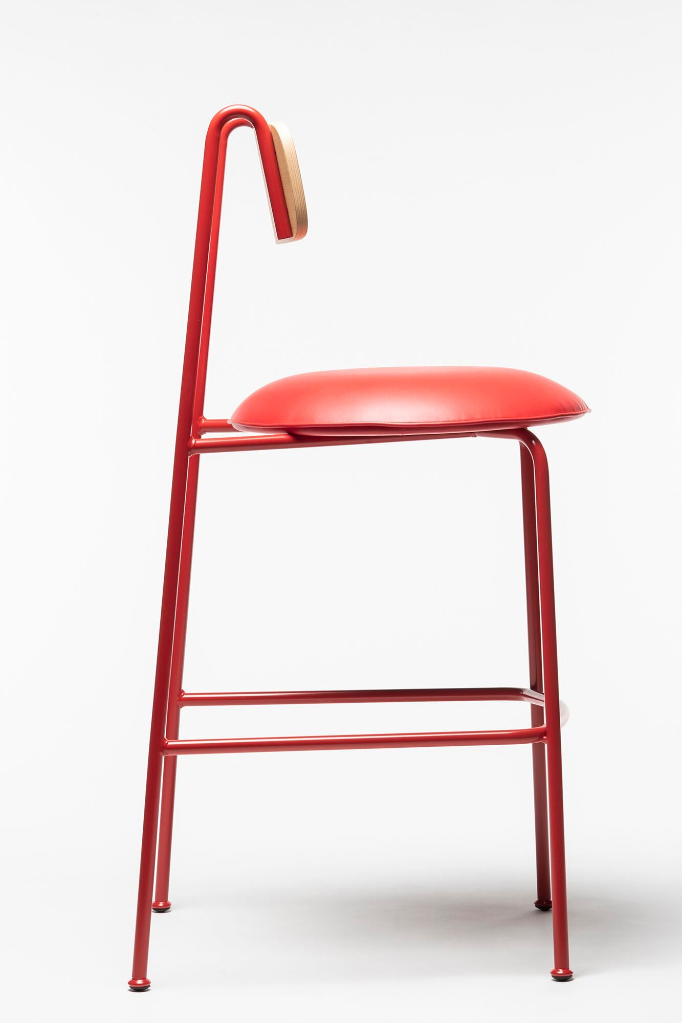 LENA SG-75 Painted metal high stool with eco-leather integrated cushion ...