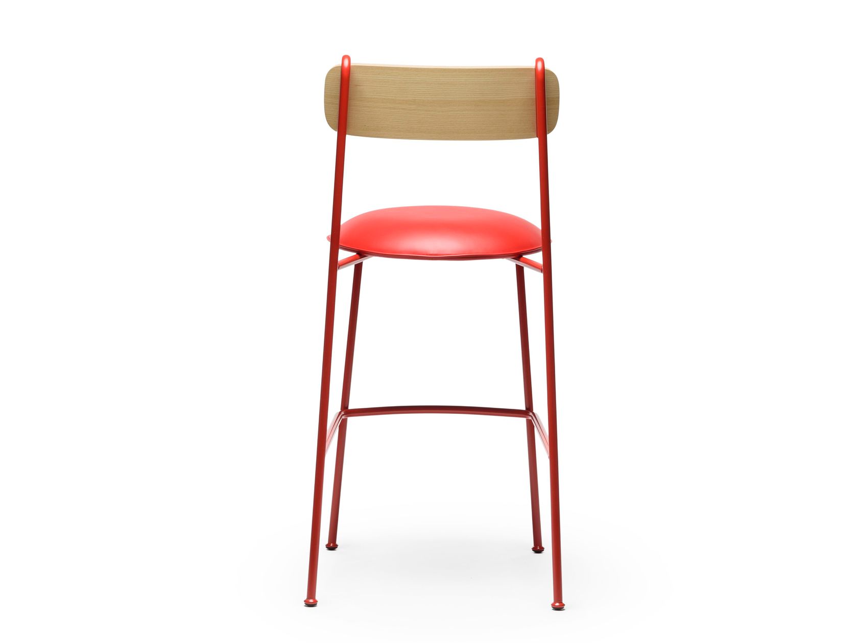 LENA SG-75 Painted metal high stool with eco-leather integrated cushion ...