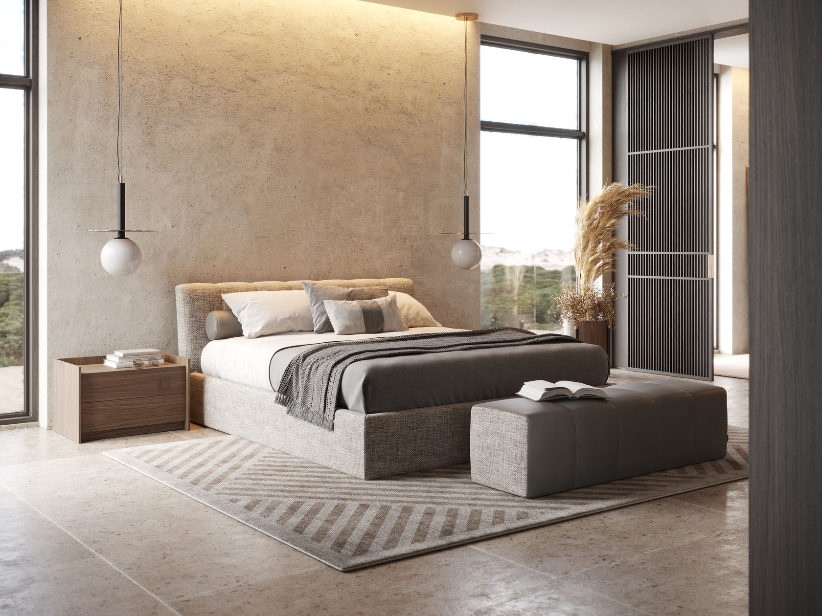 CHARLIE | Bench Upholstered leather bench By Laskasas